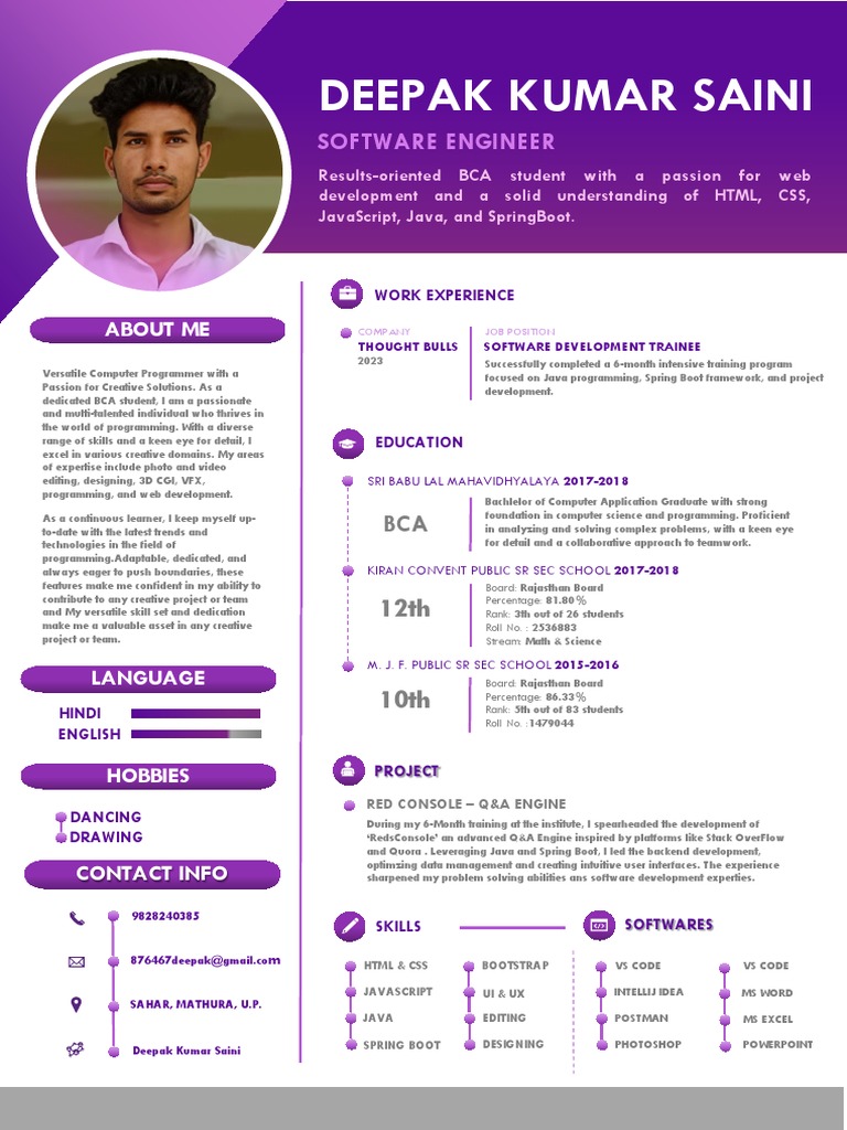 Deepak Resume | Download Free PDF | Computer Programming | Spring Framework