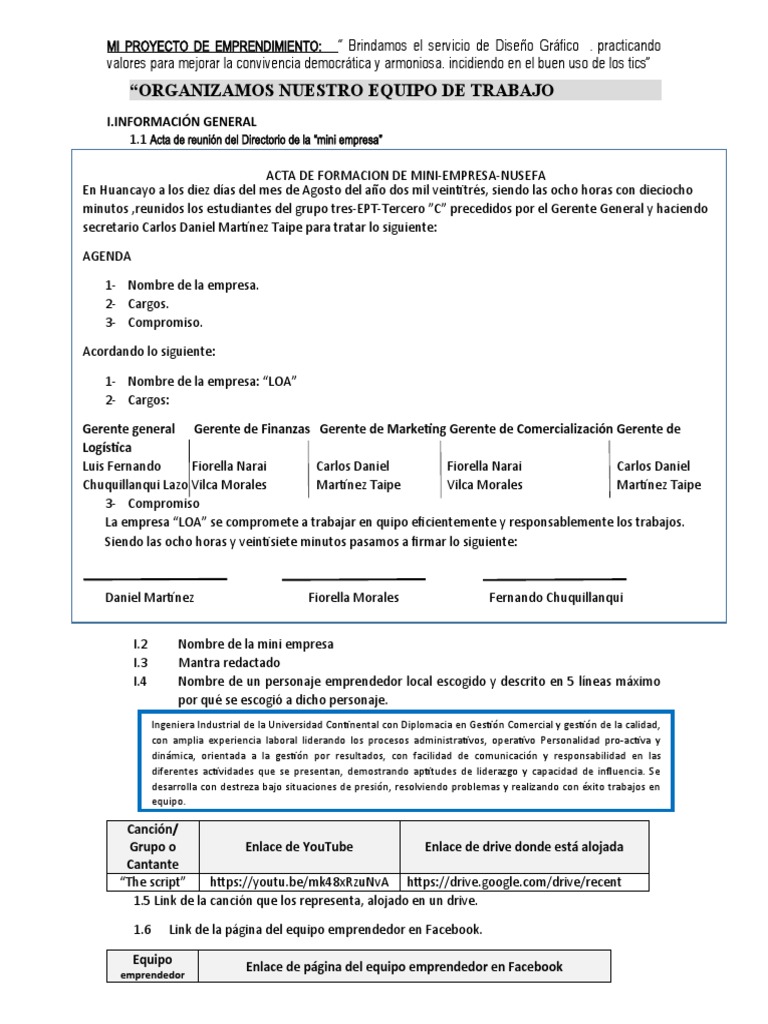 Organizamos Nuestro Equipo de Trabajo (Ficha 1) | PDF | Iniciativa ...