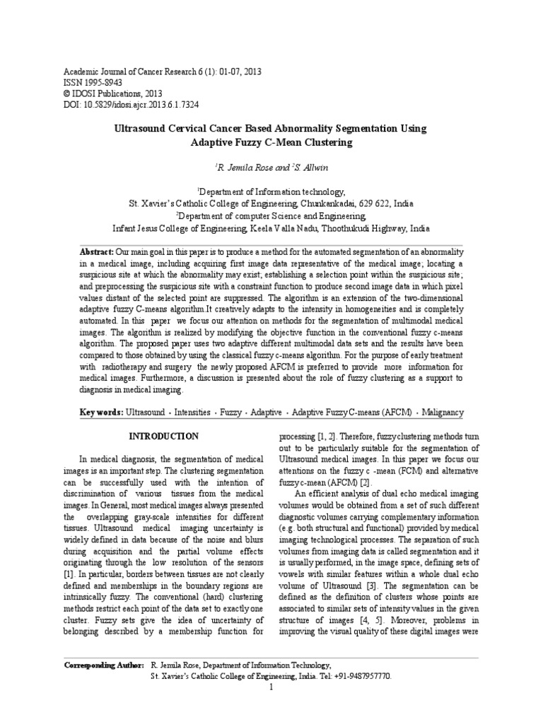 Ultrasound Cervical Cancer Based Abnormality Segmentation Using