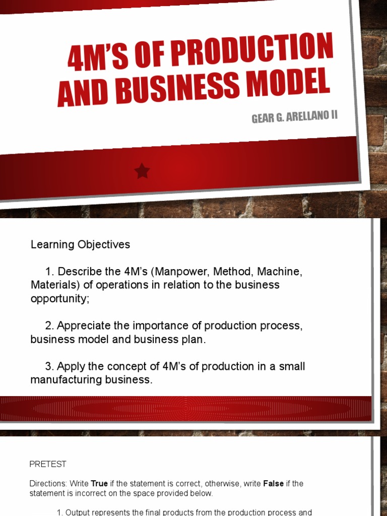 4ms of Production and Business Model | PDF