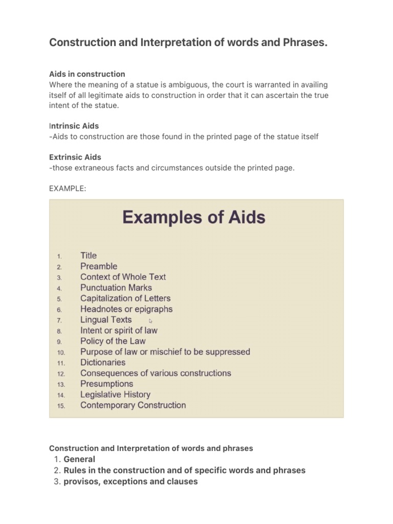 Construction and Interpretation of Statutory Words | PDF