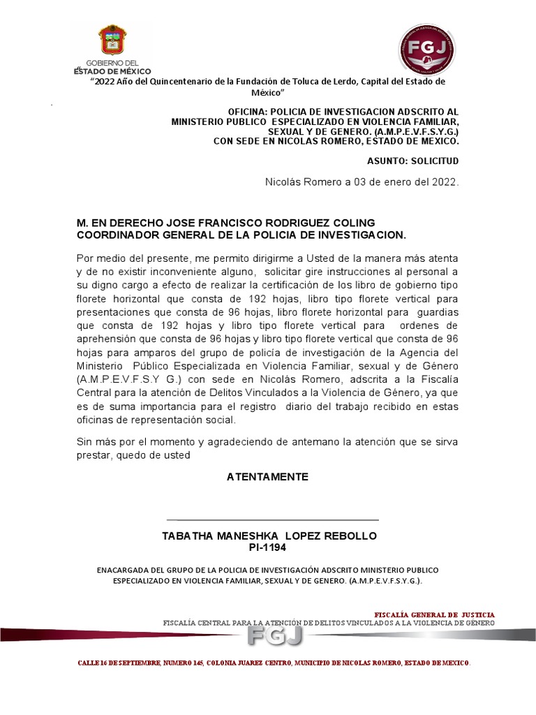 Oficio para Certificacion de Libros | PDF