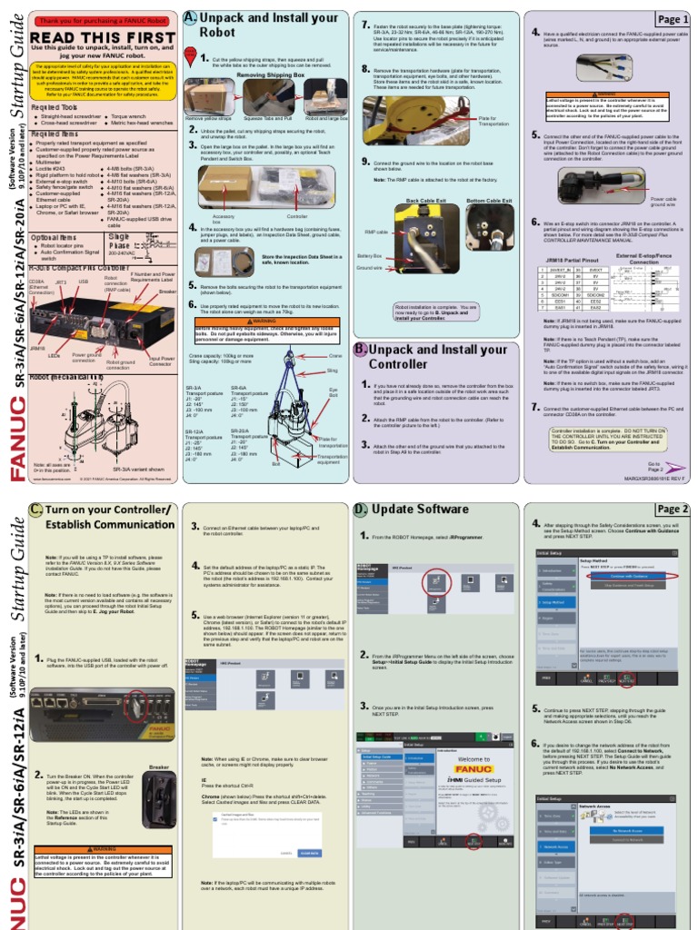 Startup Guide FANUC Robot (Software Version 9.10P - 10 and Later) | PDF