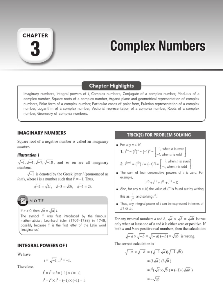 Complex Numbers: Chapter Highlights | PDF