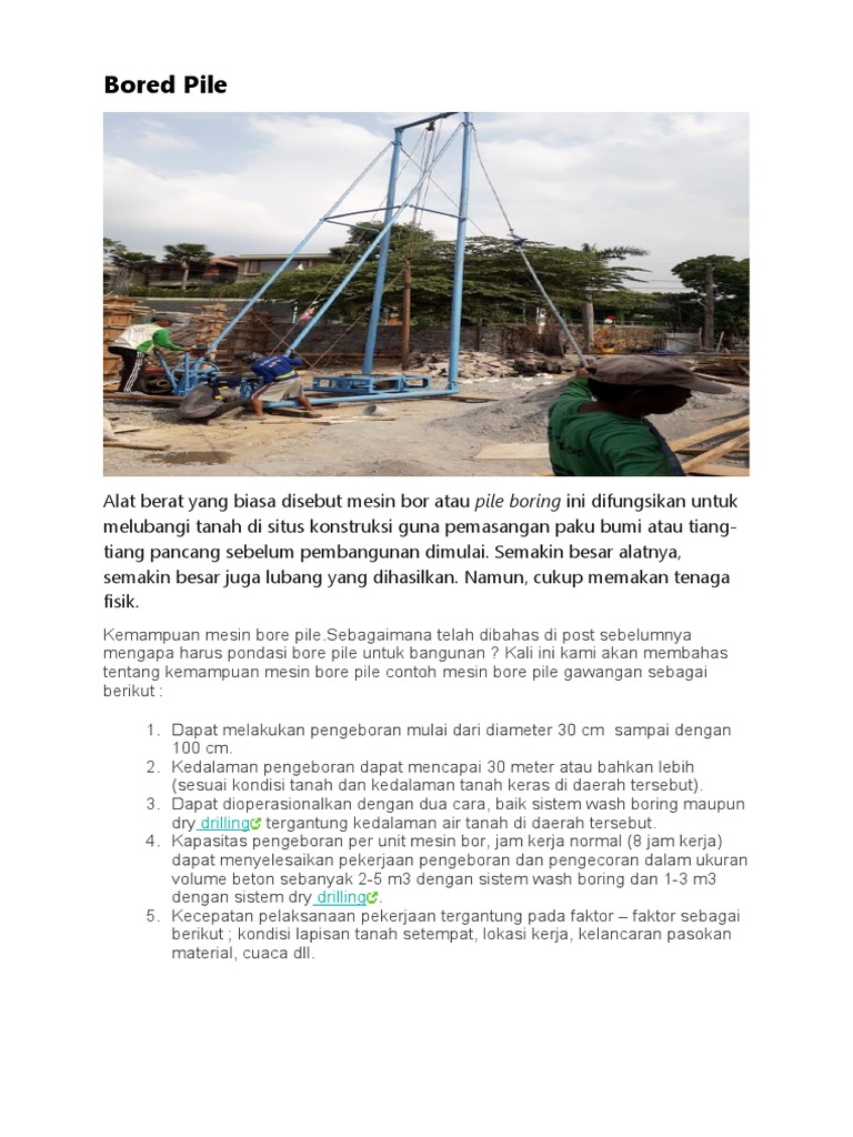 Fungsi Alat Berat Bored File | PDF