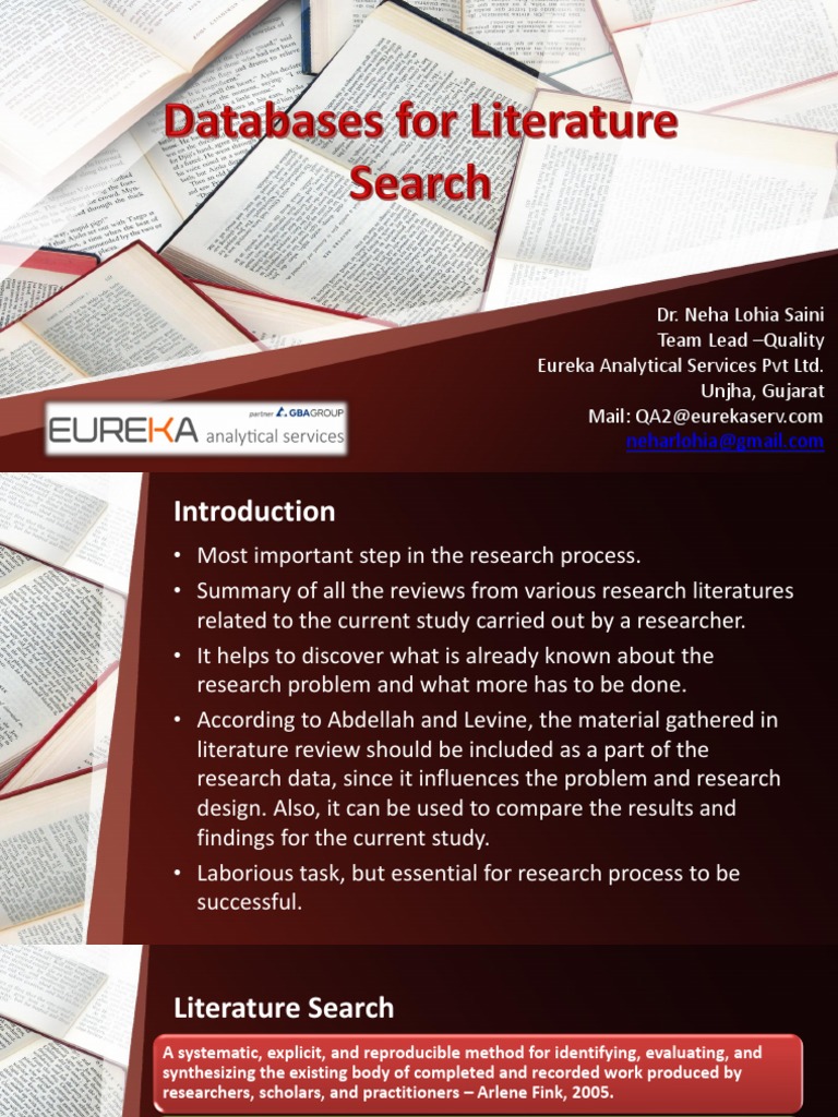 Database For Literature Search - Dr. Neha Lohia | PDF