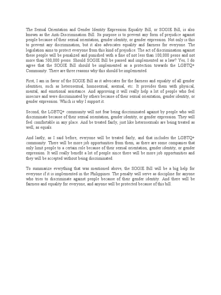 Sogie Bill Essay | PDF