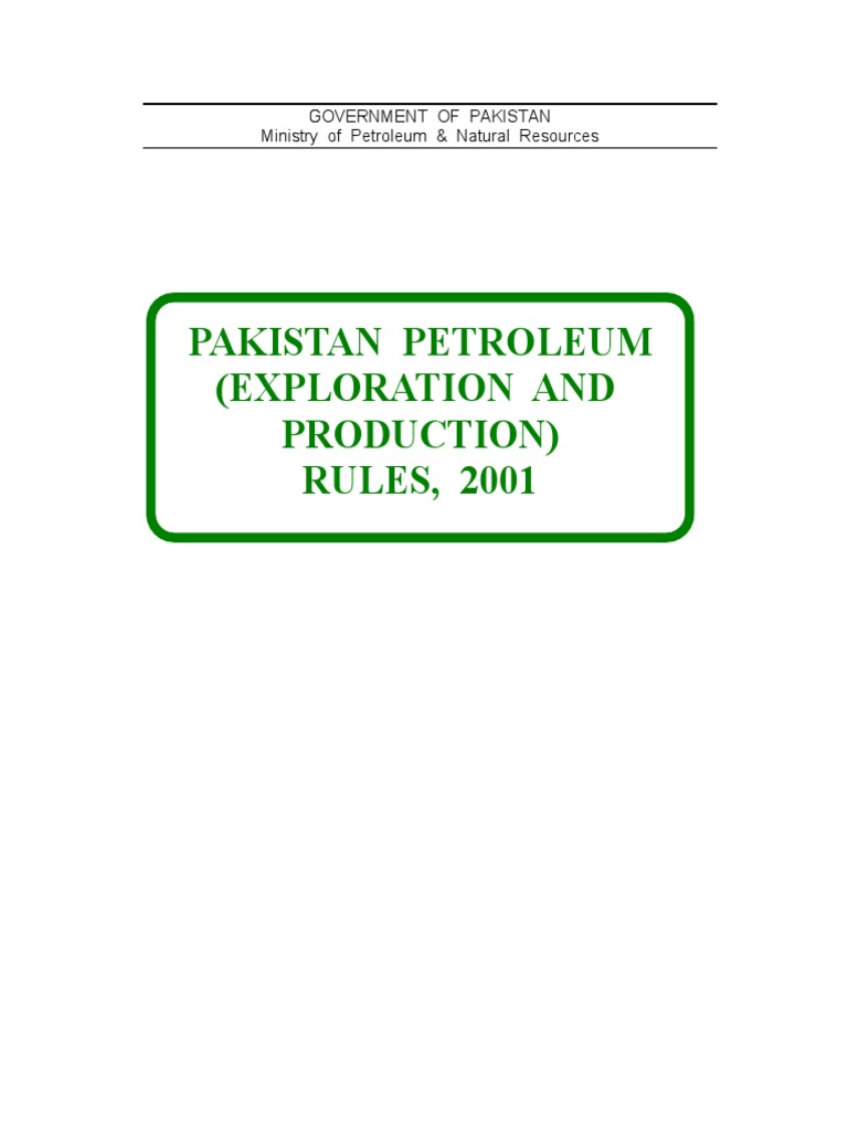 Pakistan Petroleum Exploration Rules 2001 | PDF | Royalty Payment ...