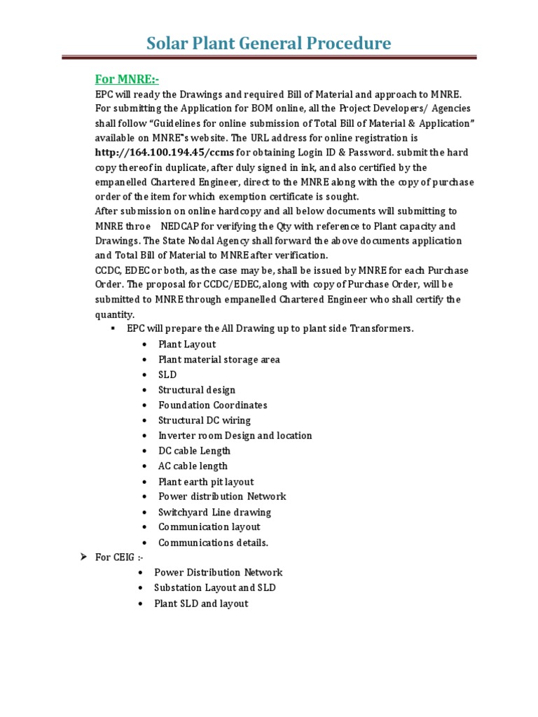 Solar General Procedure | PDF | Electrical Substation | Electric Power ...