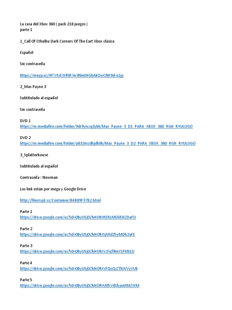 Juegos Xbox Clásico y 360 | PDF