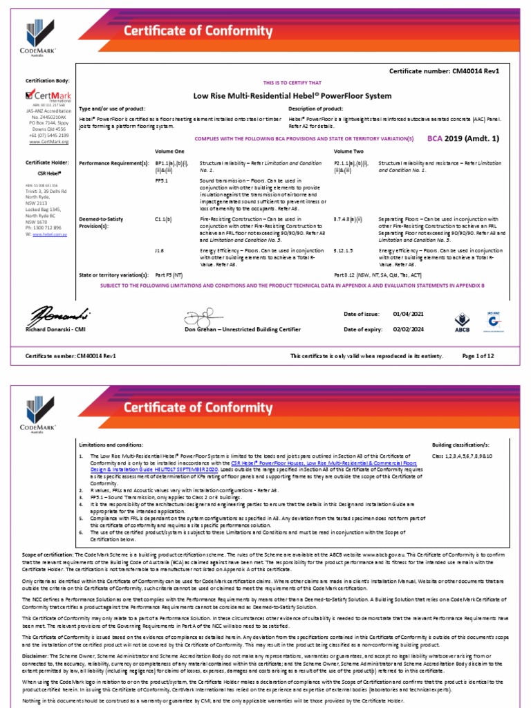 Hebel Panel-CONFORMITY | PDF | Certification | Screw