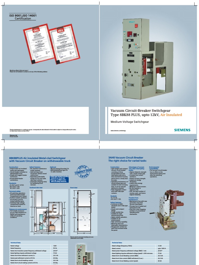 11 KV Vacuum Circuit Breaker Siemens | PDF