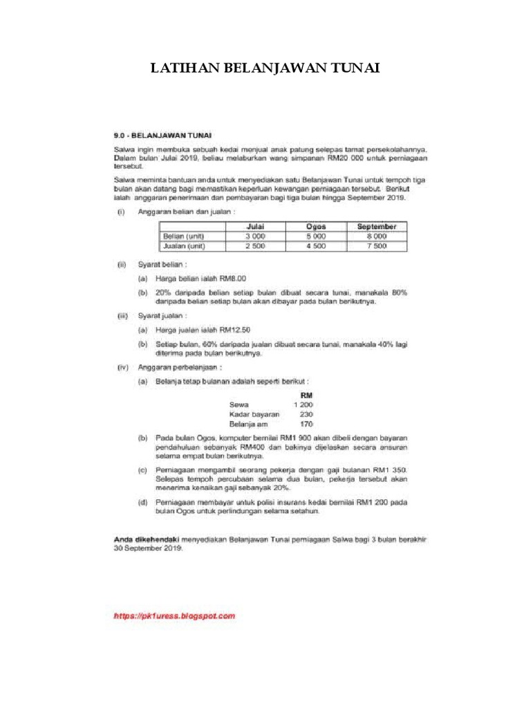 Latihan Belanjawan Tunai | PDF