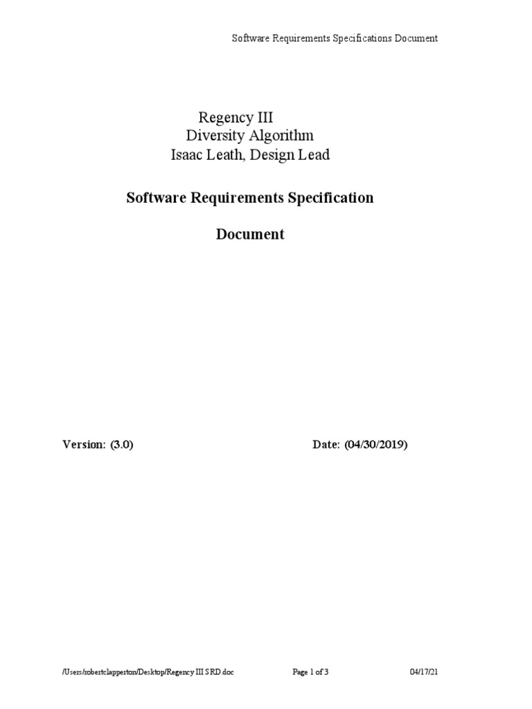 Regency III SRS | PDF | Business | Computers