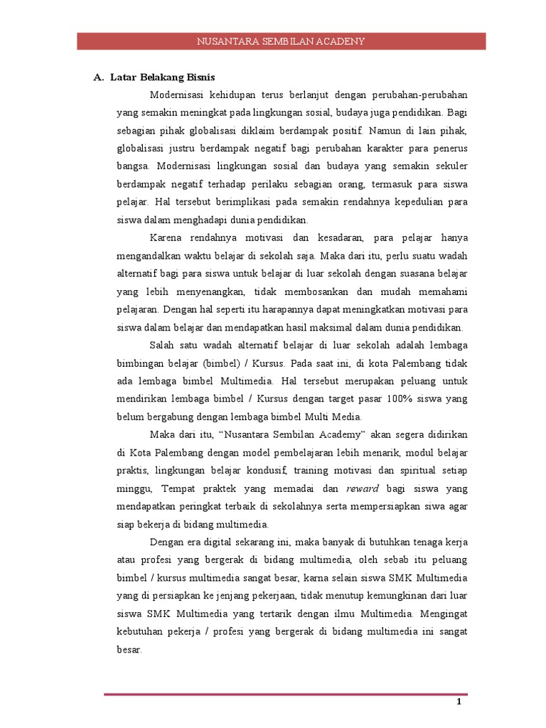 Proposal Bimbel Dan Kursus Multi Media | PDF