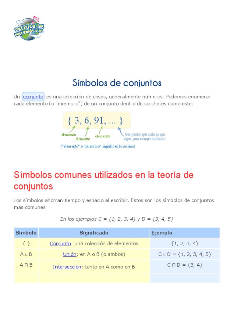 Símbolos de conjuntos | PDF