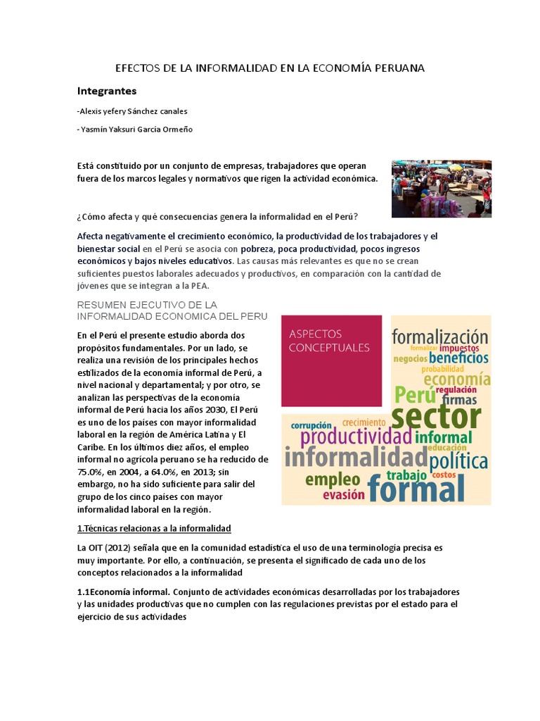 Efectos de La Informalidad en La Economía Peruana - Final | PDF | Desempleo | Perú