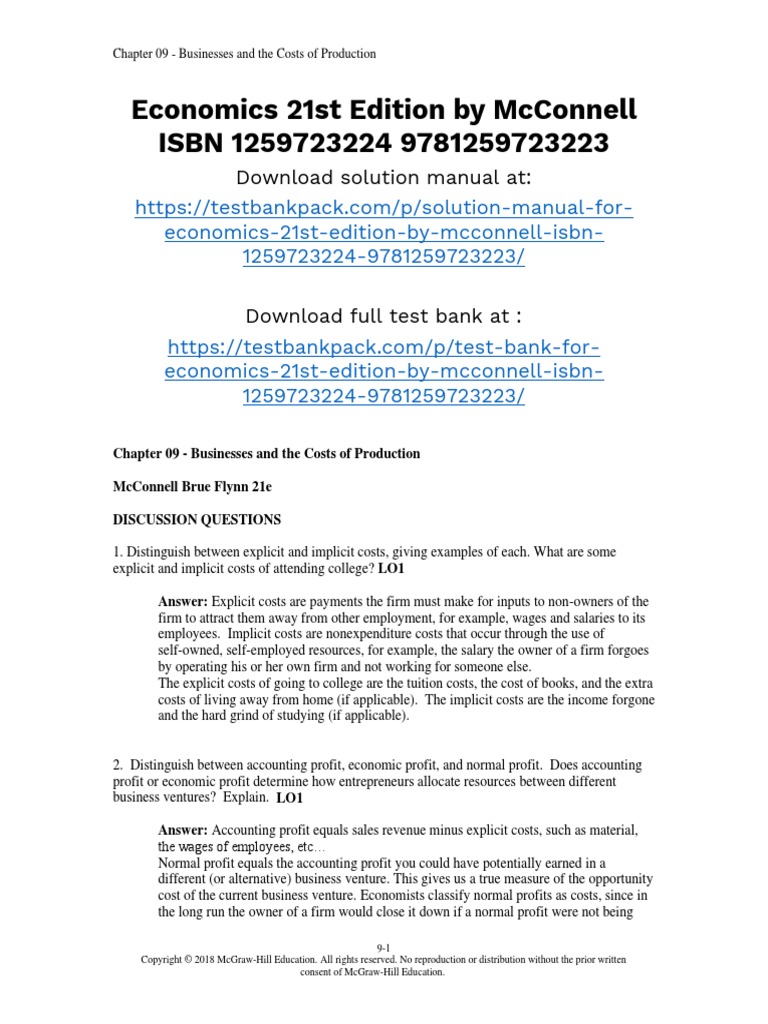 Economics 21st Edition McConnell Solutions Manual 1 | PDF