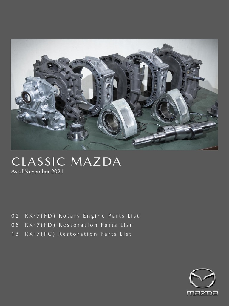 Mazda RX 7 Rotary Engine Parts and Restoration Parts List | PDF