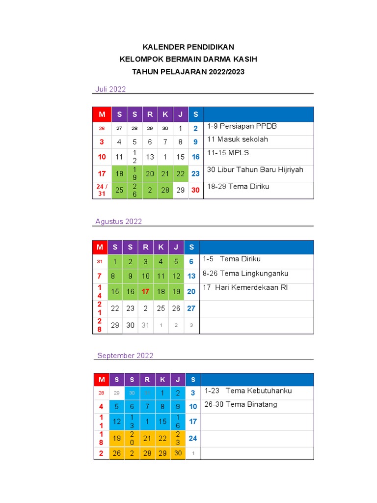 Kalender Pendidikan 2022-2023 | PDF