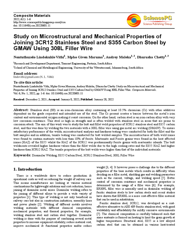 Study On Microstructural and Mechanical Properties of Joining 3CR12 ...