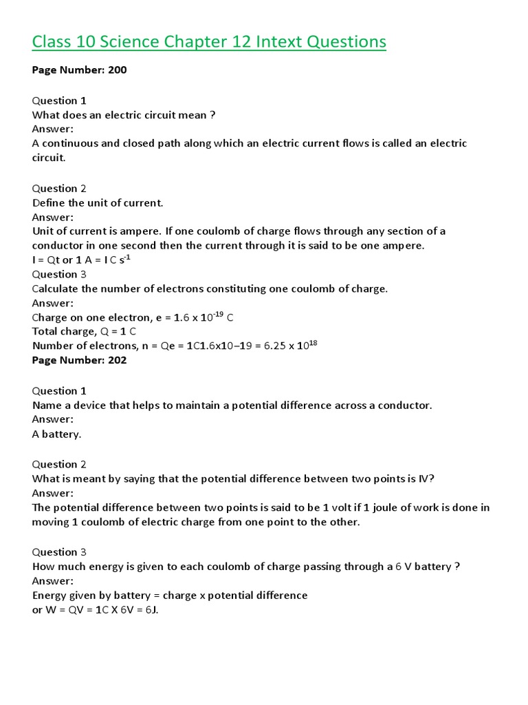 Class 10 Science ELECTRICITY | PDF | Electrical Resistivity And ...