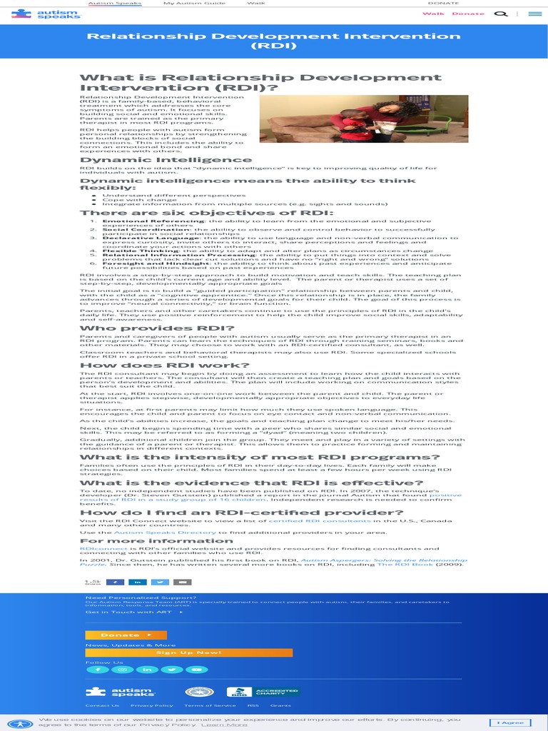 Relationship Development Intervention (RDI) - Autism Speaks | PDF ...