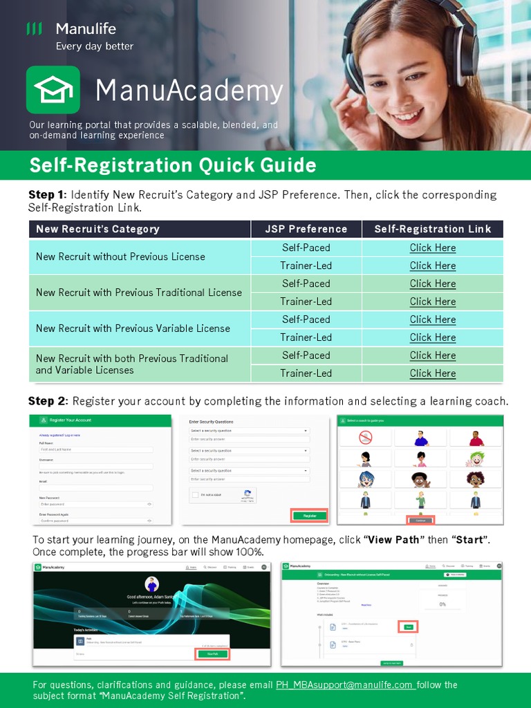 Manuacademy: Self-Registration Quick Guide | PDF