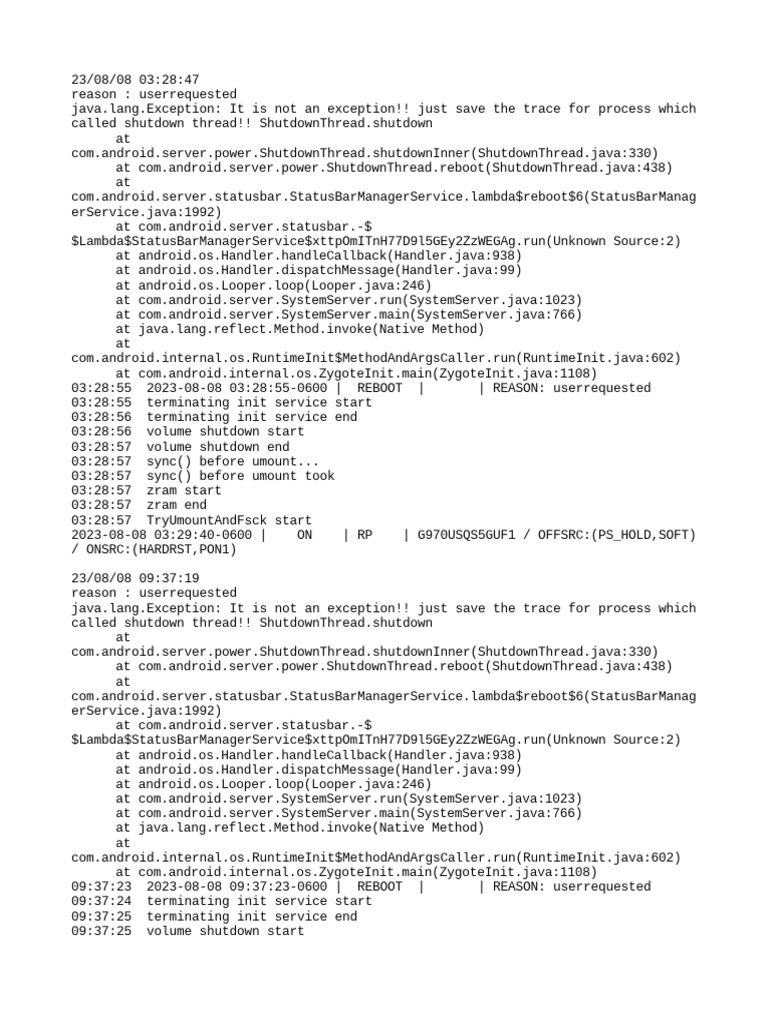 Android Shutdown Log Analysis | PDF | Java (Programming Language) | Systems Engineering