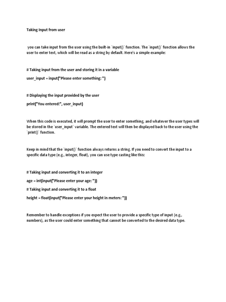 Beginner's Guide to Python Input | PDF | Computers