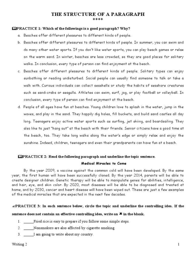 Handout - Structure of Paragraph | PDF