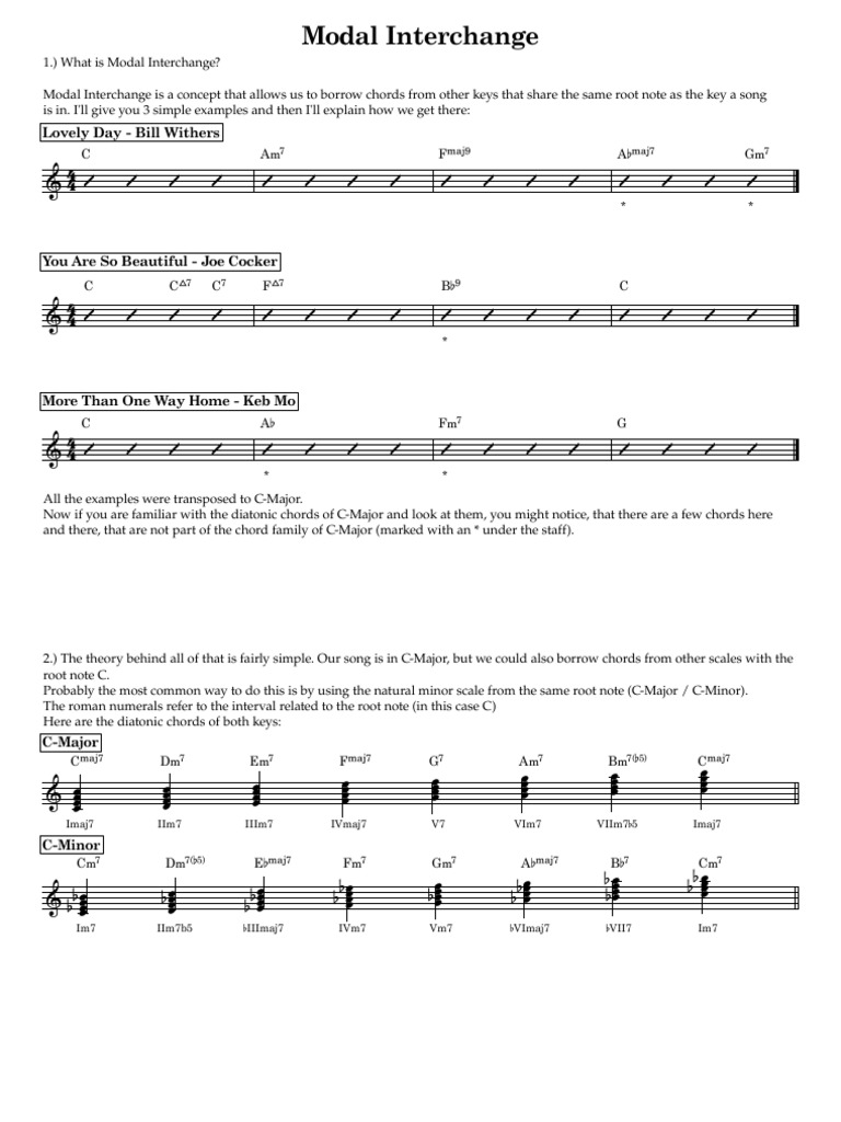 The Modal Interchange - Workshop - V1 | PDF | Mode (Music) | Chord (Music) The Modal Interchange - Workshop - V1 | PDF | Mode (Music) | Chord (Music)