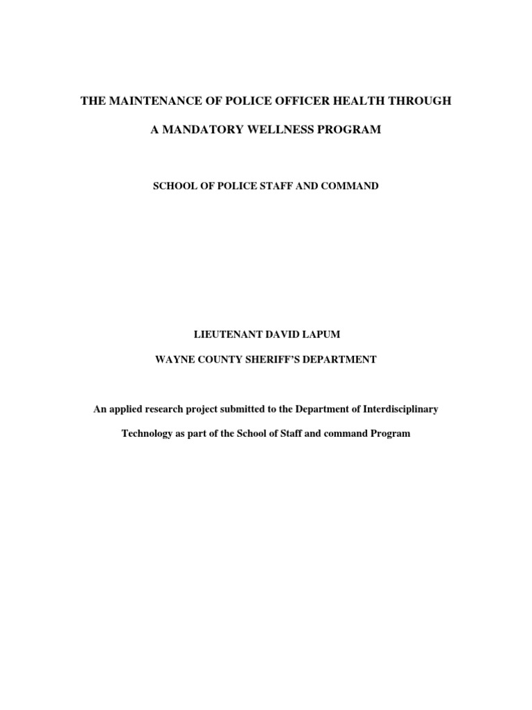 Police Officer Wellness Program Insights | PDF | Stress (Biology) | Fat