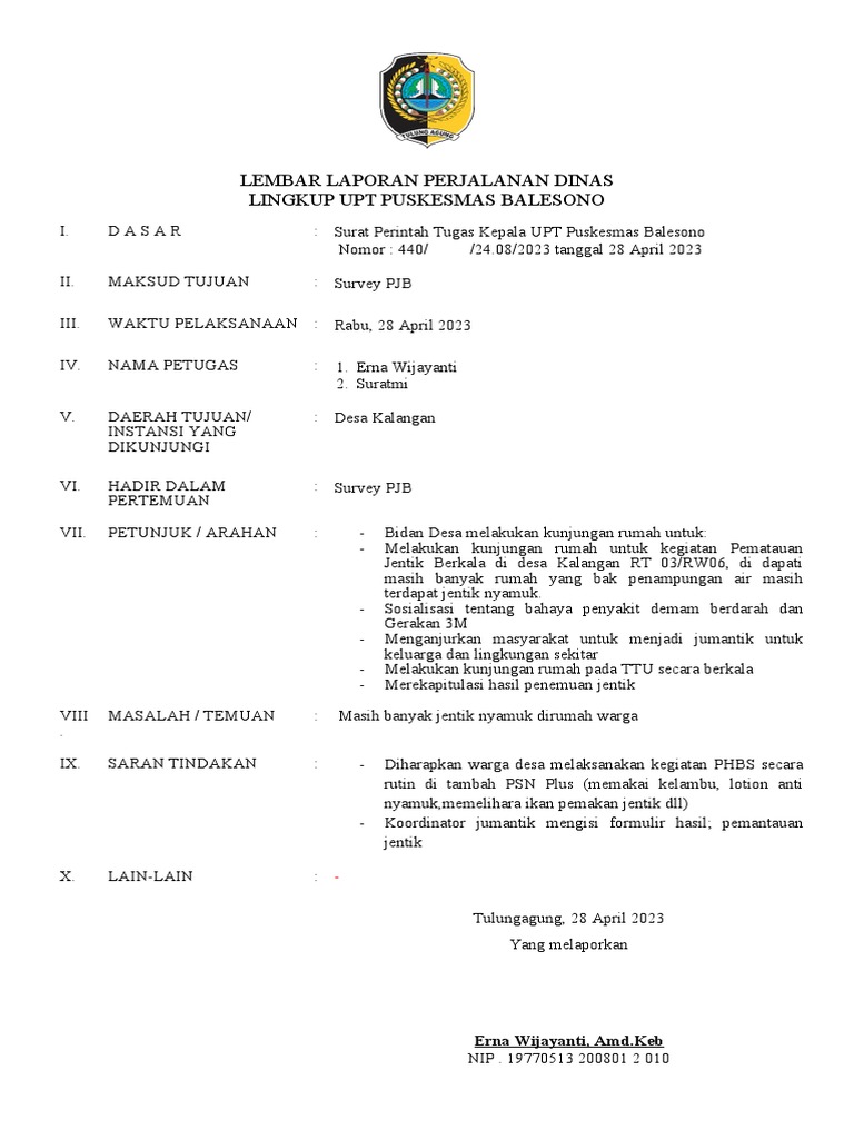 Lembar LPD Survey PJB | PDF