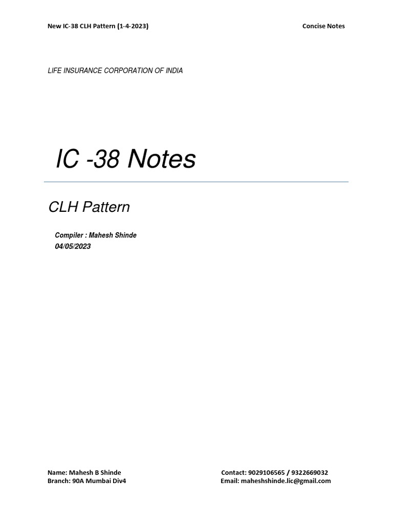 IC-38 Notes CLH Pattern (1-4-23) - 1 | PDF