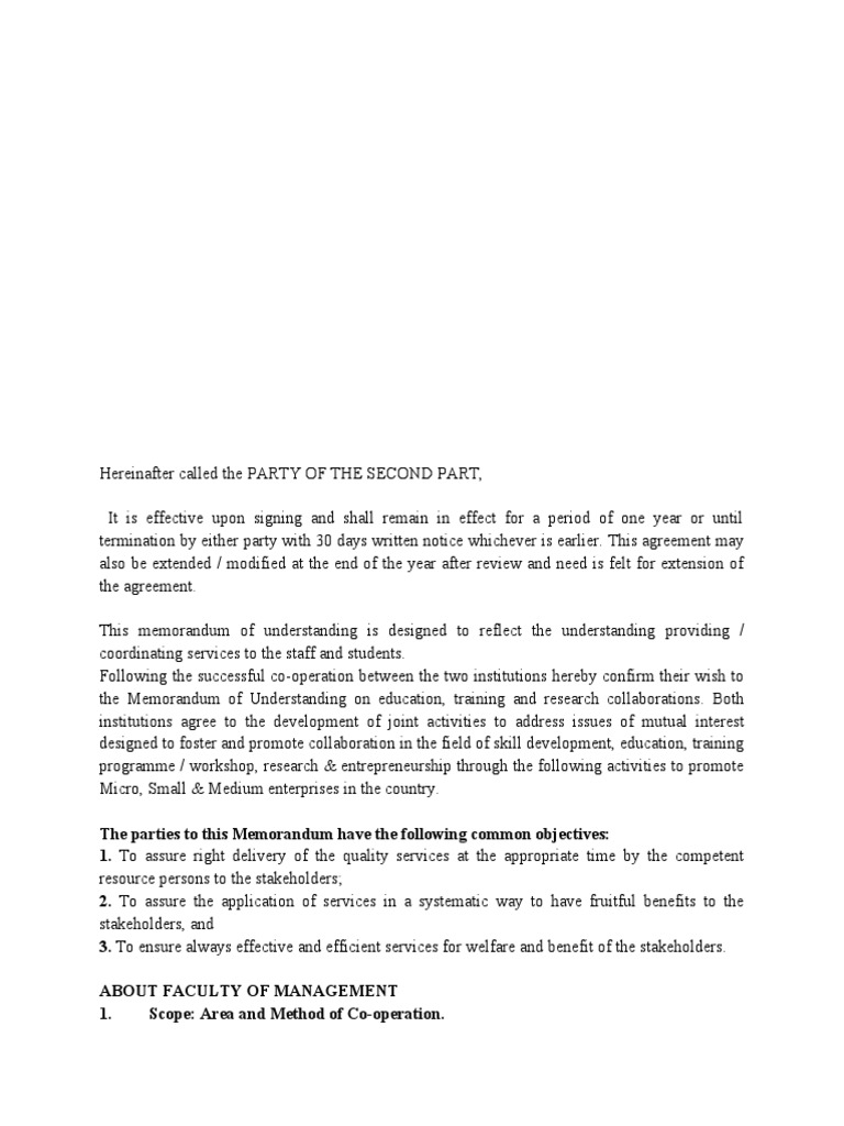 RR MOU Template | PDF