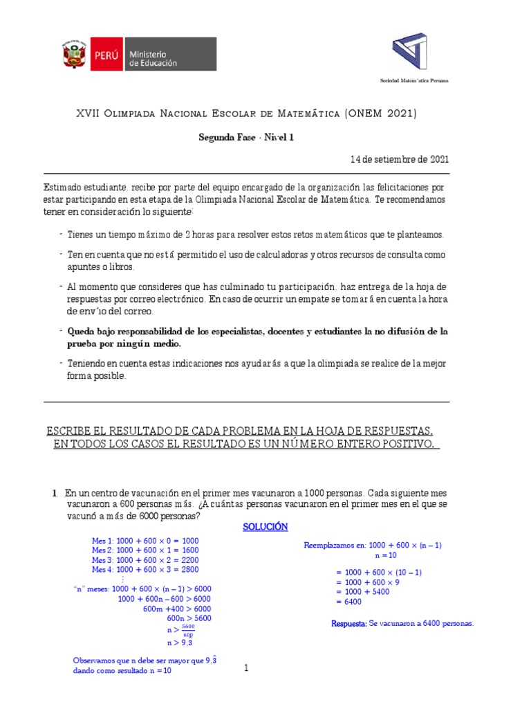 Onem 2021 Fase 2 Nivel 1 | PDF