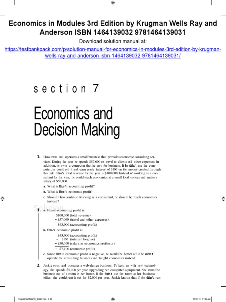 Economics in Modules 3rd Edition Krugman Solutions Manual 1 | PDF