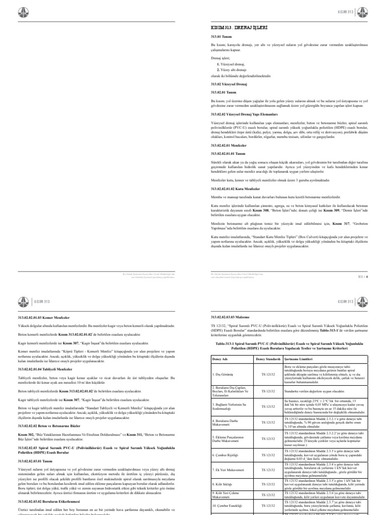 KGM-Drenaj İşleri Şartnamesi | PDF