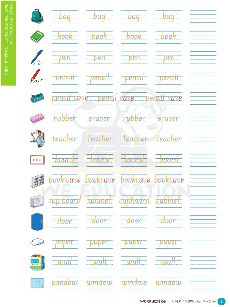 Power Up 1 Vocabulary | PDF