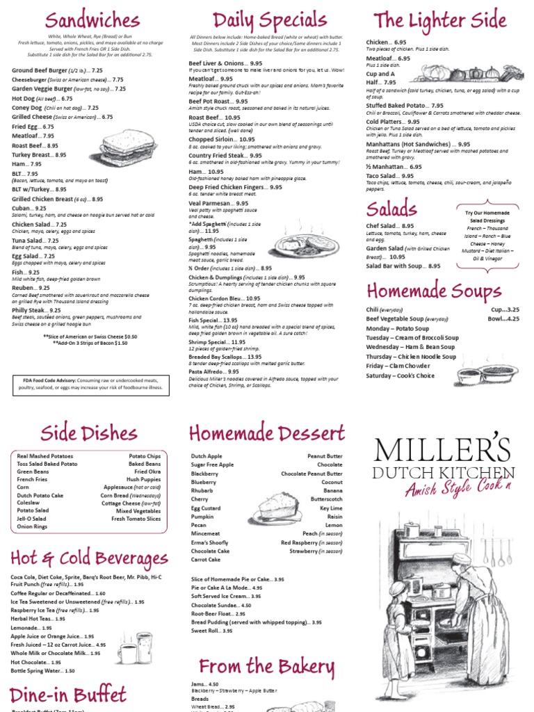 Millers To Go Menu | PDF | Salad | Hamburgers