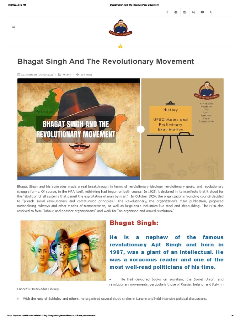 Bhagat Singh and The Revolutionary Movement | PDF | Socialism | Atheism