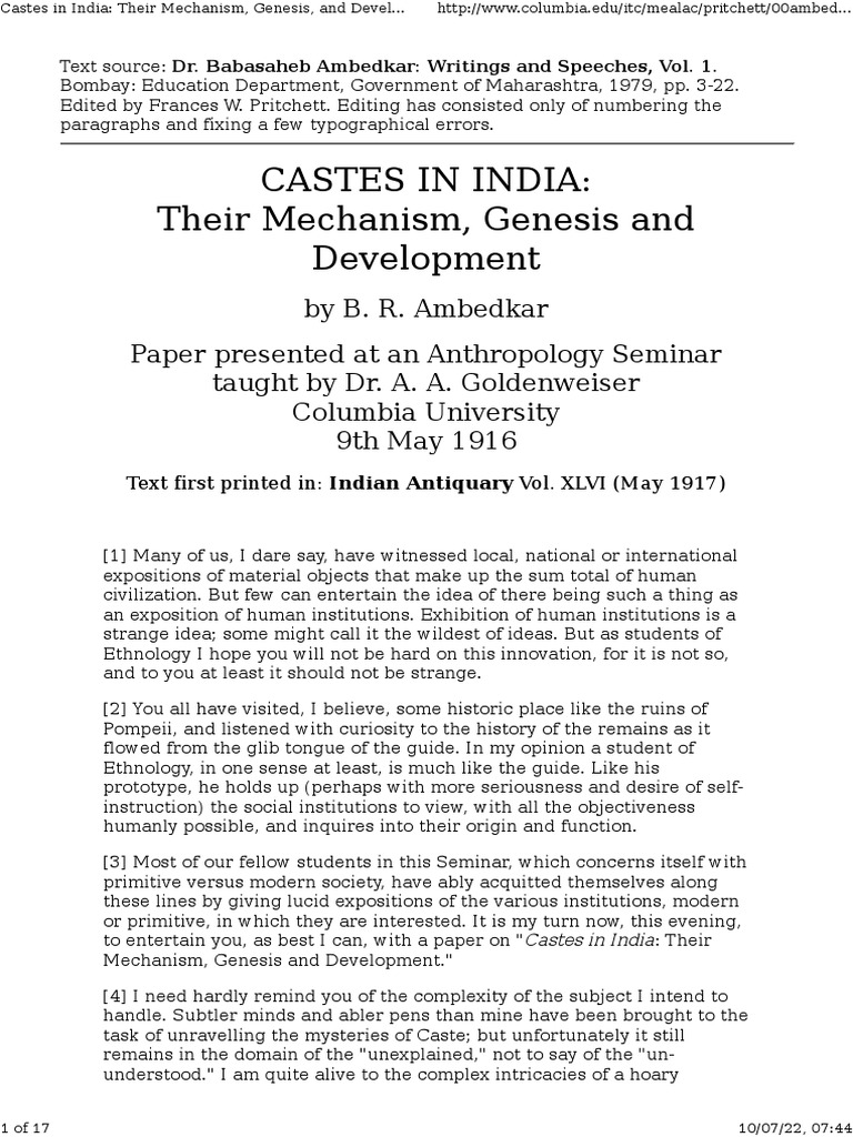 Castes in India Their Mechanism, Genesis, and Development | PDF | Widow ...