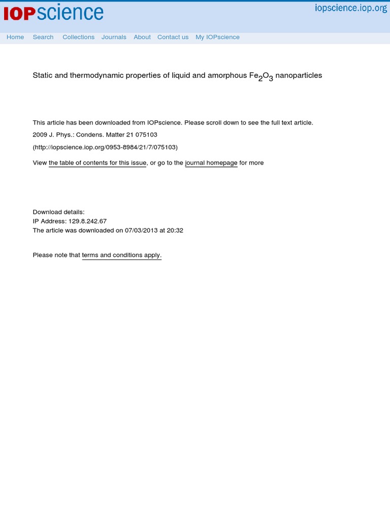 Amorphous Fe2O3 Nanoparticles | PDF