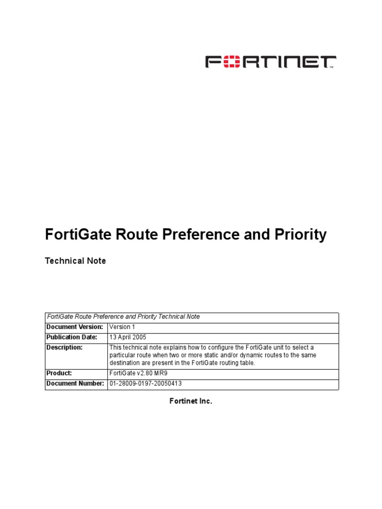 01-28009-0197-20050413 FortiGate Route Preference and Priority ...