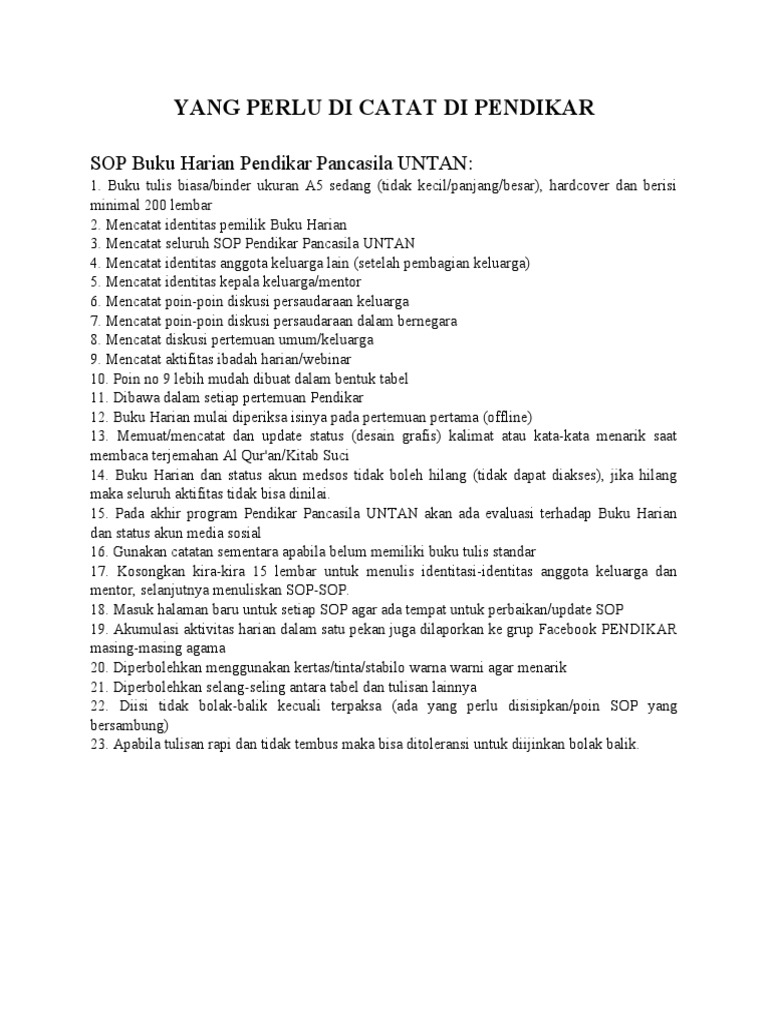 SOP Pendikar Pancasila UNTAN | PDF | Karier & Perkembangan | Kajian ...