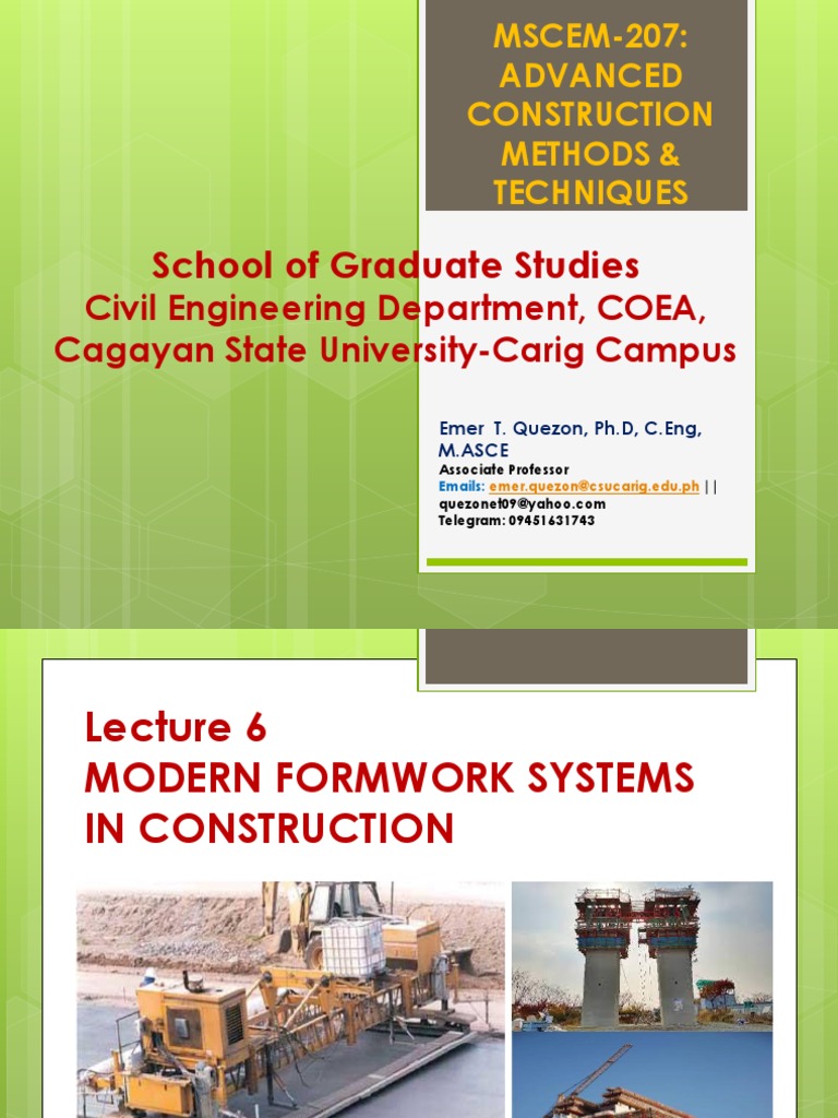Lecture 6 - Modern Formworks Systems in Construction. | PDF
