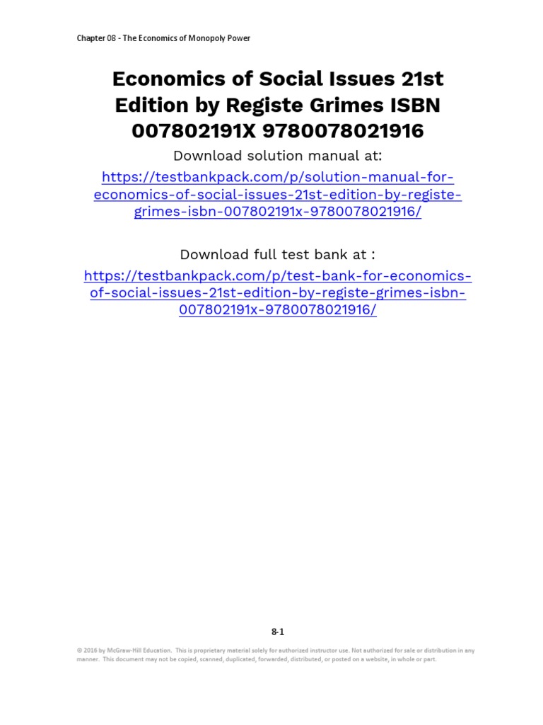 Economics of Social Issues 21st Edition Register Solutions Manual 1 | PDF