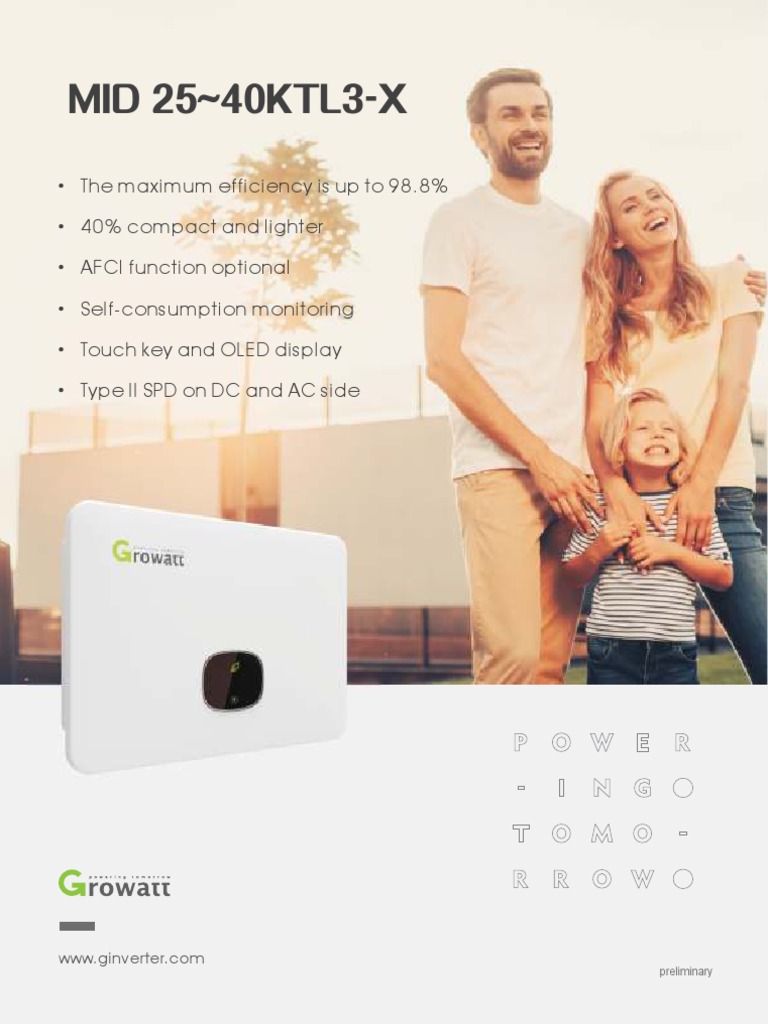 Growatt 30000-40000 TL3-X MID Datasheet | PDF