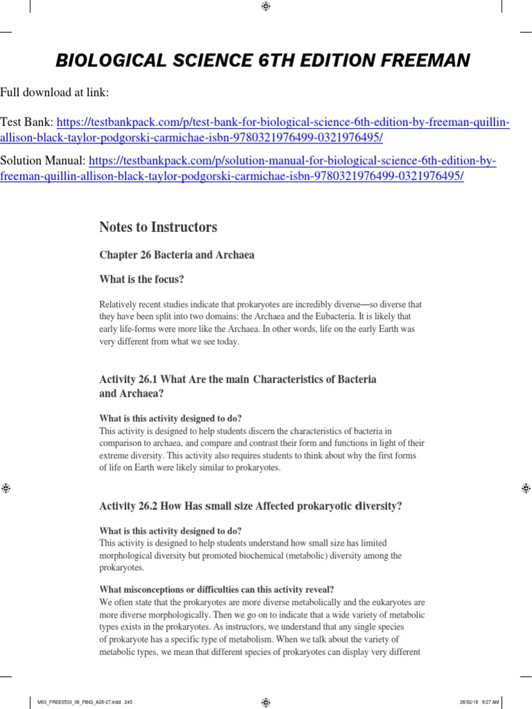 Biological Science 6th Edition Freeman Solutions Manual Download | PDF ...
